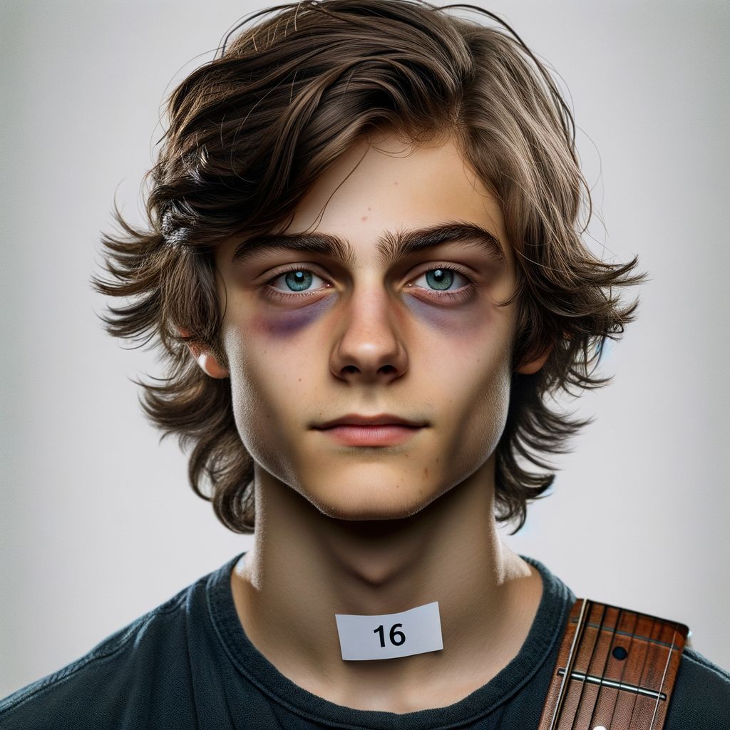 Caucasian Male Teenager Guitarist With Striking Blue Eyes Ai Art
