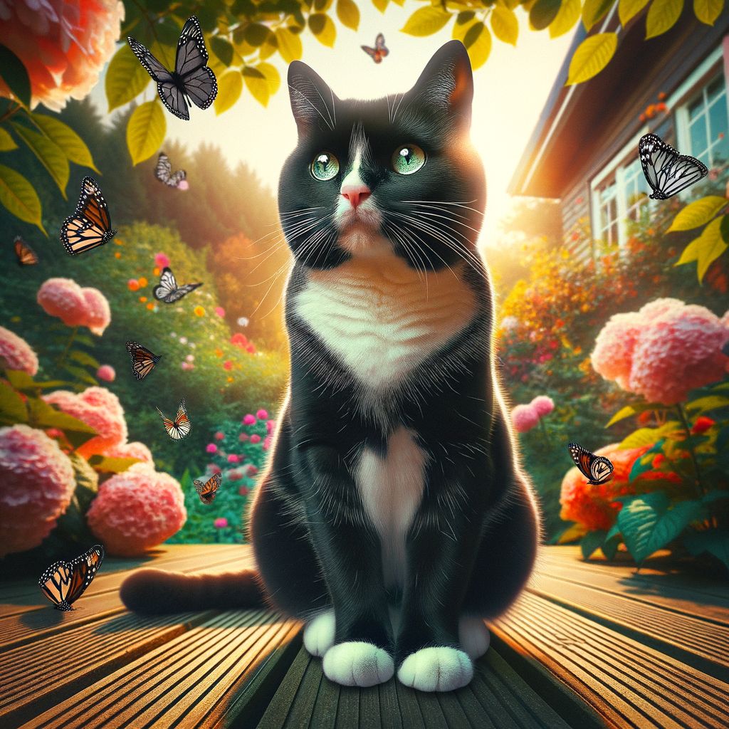 Graceful Domestic Shorthair Cat in Monochrome Art Setting | AI Art ...