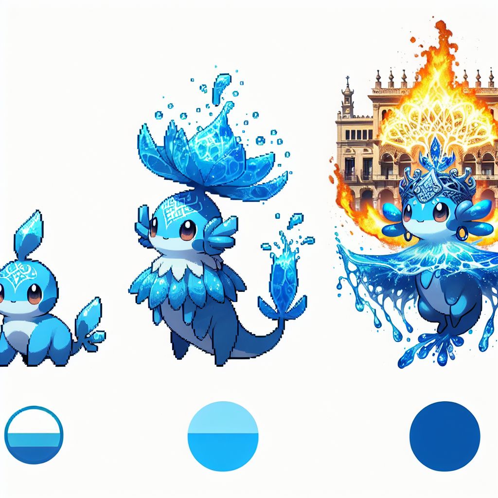 Spanish Inspired Water-Type Pokemon Evolution Stages | AI Art Generator ...