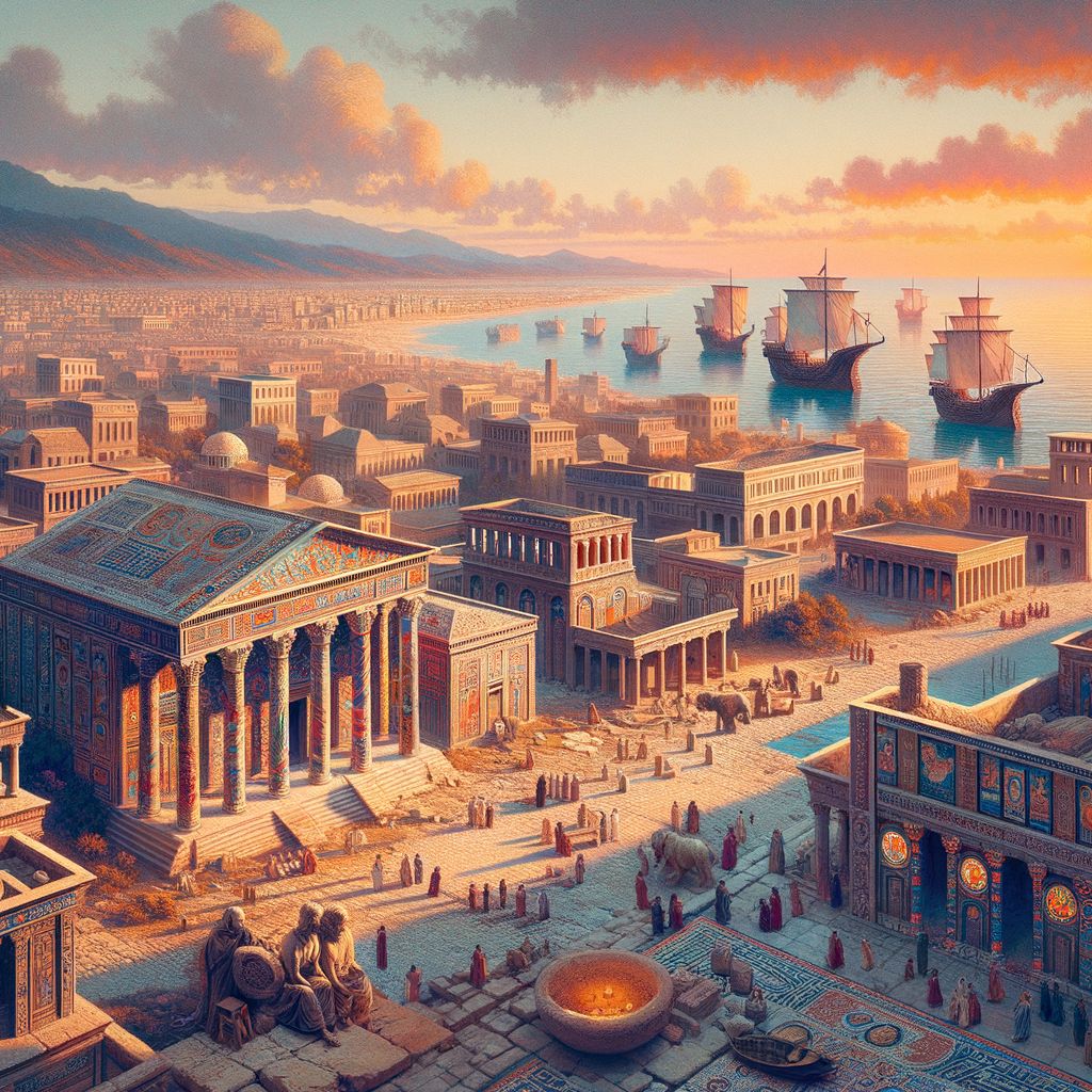 Bustling Carthage: Ancient Cityscape of Merchants, Traders, and ...