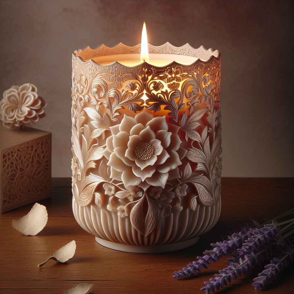Beautifully Crafted Candle with Floral Patterns | Ethereal Atmosphere ...