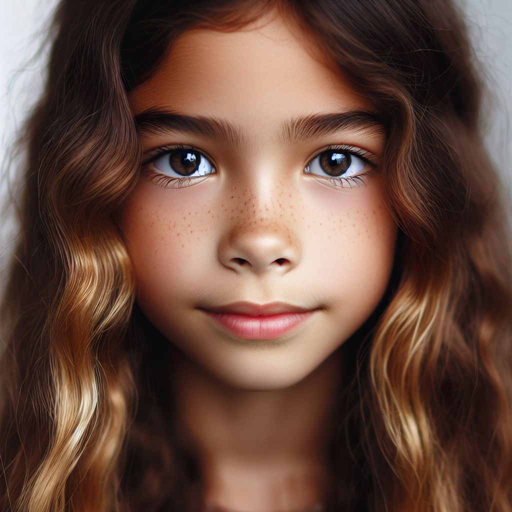Innocent 8 Year Old Hispanic Girl With Golden Hair Ai Art Generator