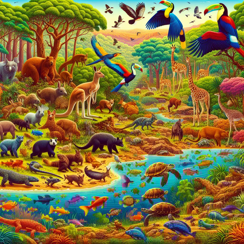 Diverse Wildlife Landscape | Animals in Varied Habitats | AI Art ...