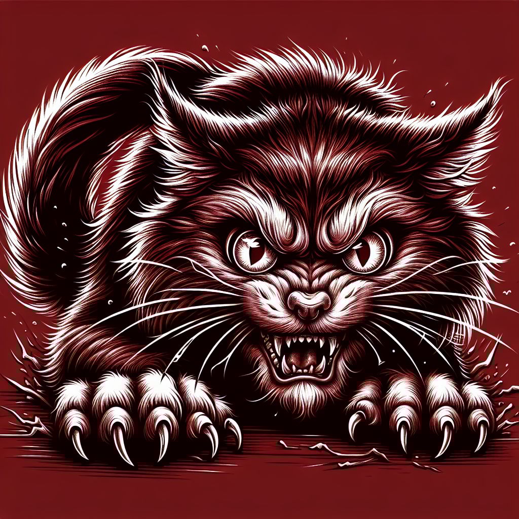 Intensely Furious Cat: Flaring Eyes, Lashing Tail & Ready to Pounce ...