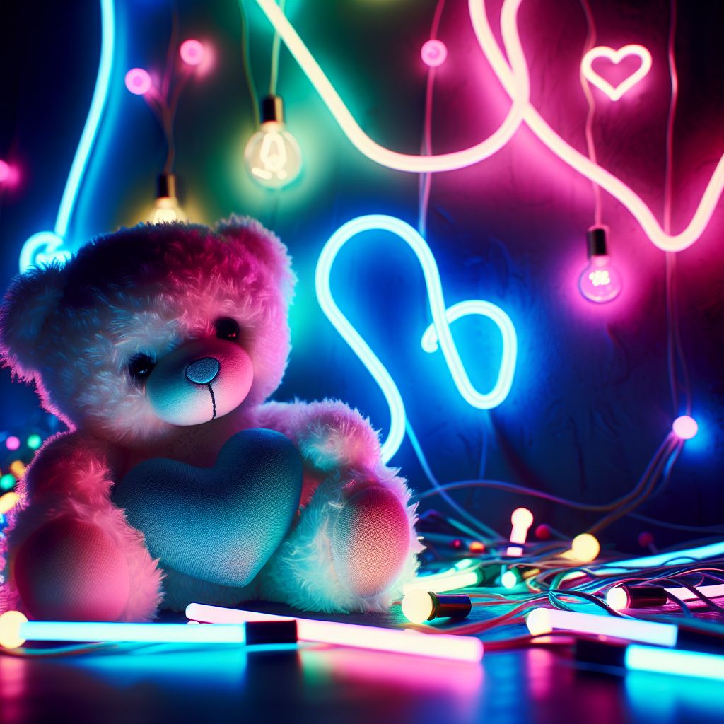 Whimsical Neon Teddy Bear in Vibrant Colors | AI Art Generator | Easy ...