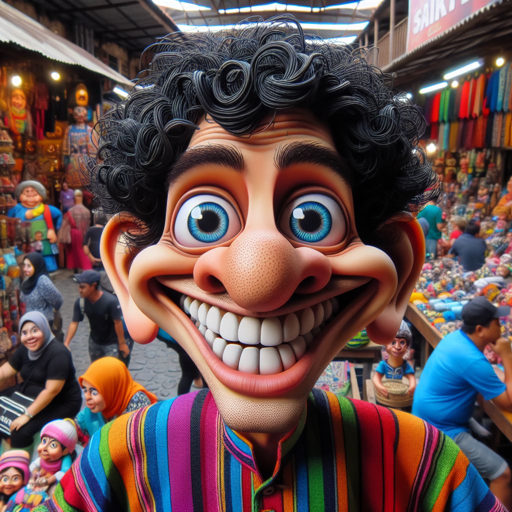 Colorful Cartoon Character in Market Scene - Fun Illustration | AI Art ...