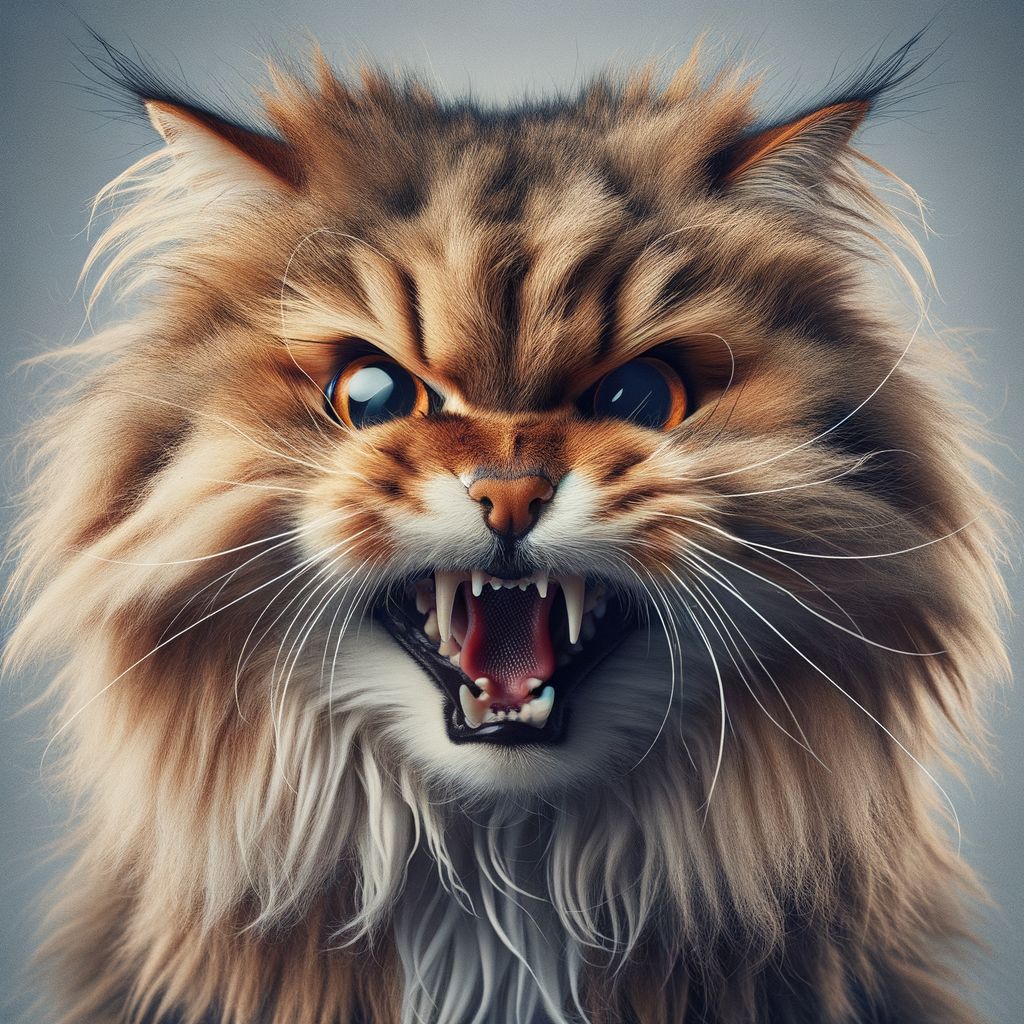 Feline Fury: Angry Cat Showing Teeth and Fur - Captured Moment | AI Art ...
