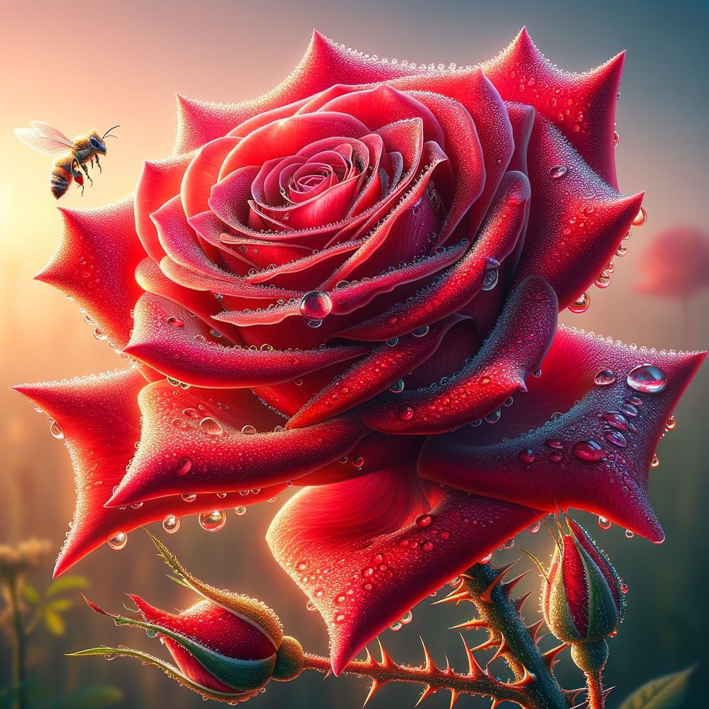 Vibrant Red Rose Blossoming | Beautiful Macro Photography | AI Art ...