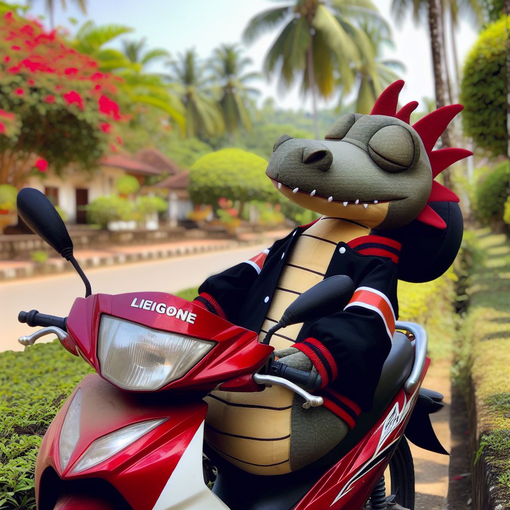 Cool Dragon Riding Motorcycle in Vientiane, Laos | AI Art Generator ...