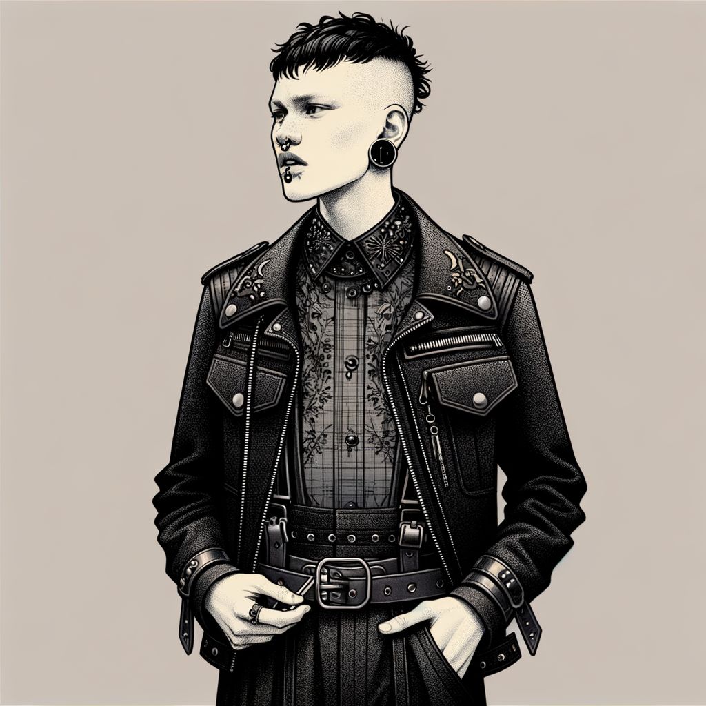 Gender Ambiguous Fashion Choices | Stylish Piercings & Leather Uniform ...