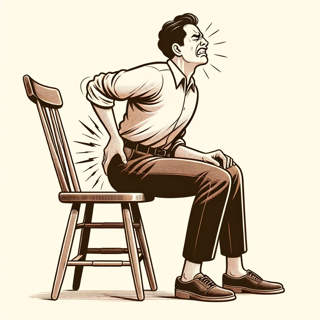 Funny Illustration of Middle-Eastern Man Experiencing Lower Back Pain ...