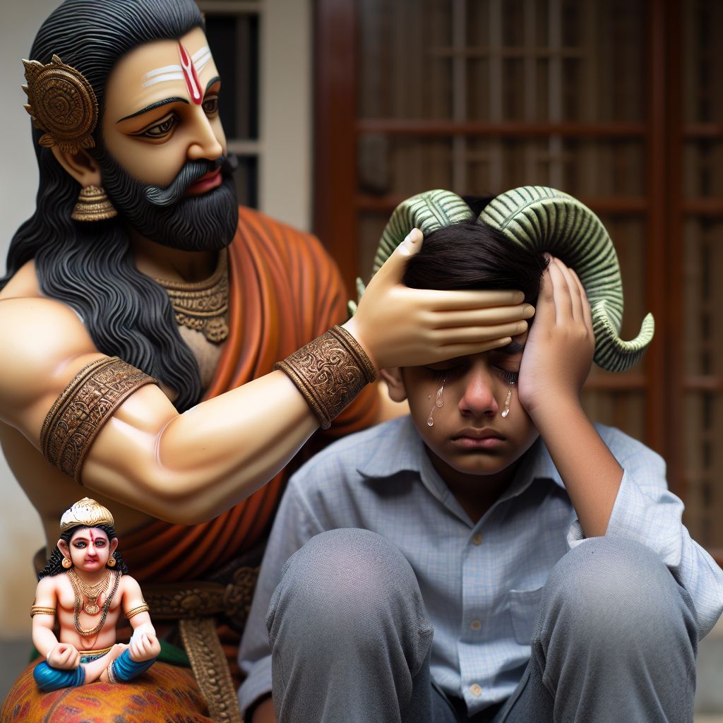 Ram Soothing Crying South Asian Boy - Heartwarming Image | AI Art ...