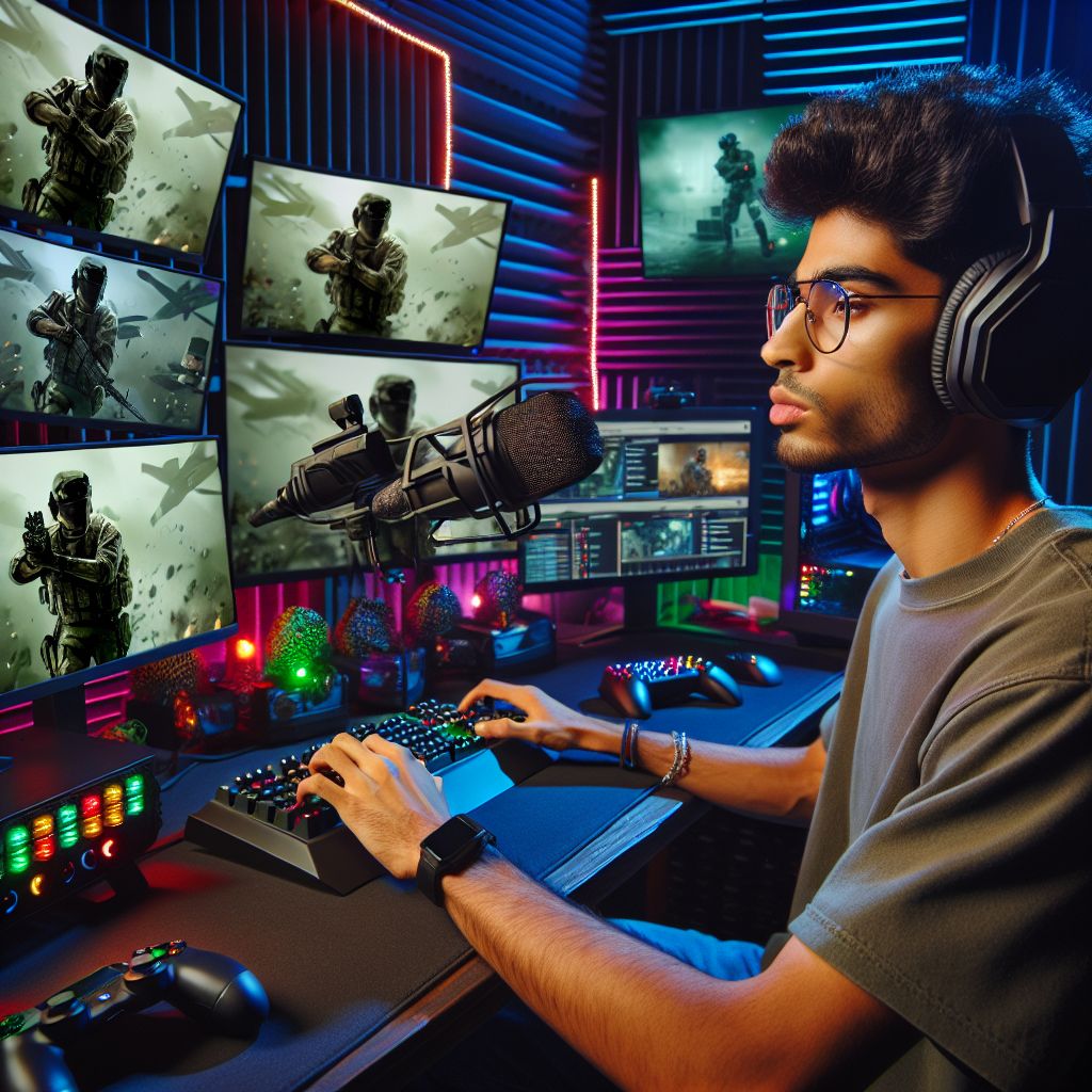 Young South Asian Video Game Streamer in Soundproof Room | AI Art ...