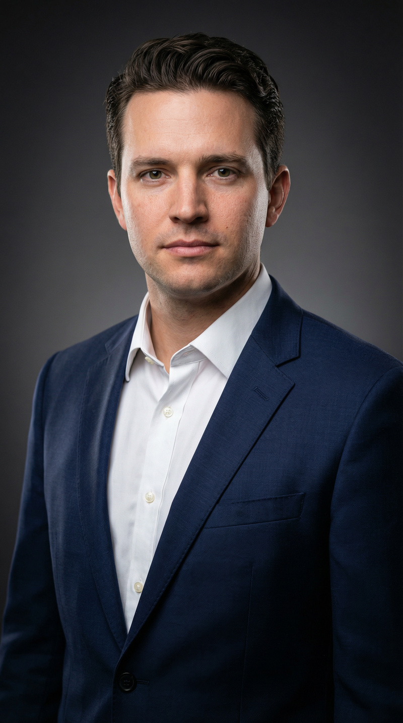 Professional 8K Headshot in Navy Suit | AI Art Generator | Easy-Peasy.AI