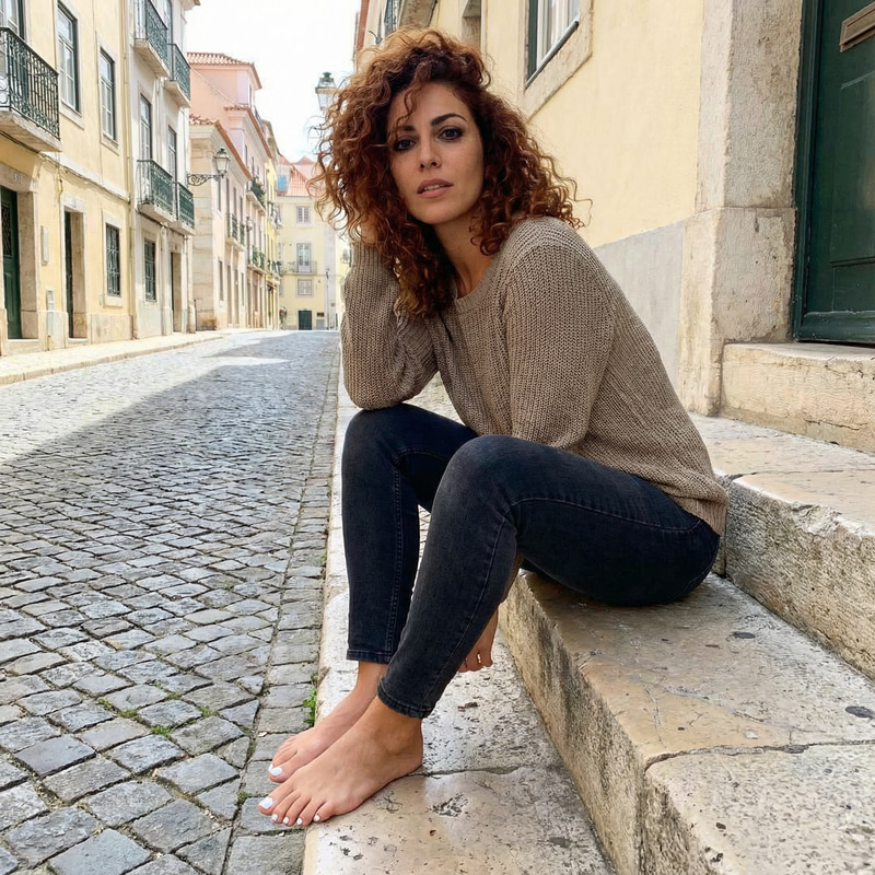 Stunning Red Curly Hair with Perfectly Pedicured Feet | AI Art ...