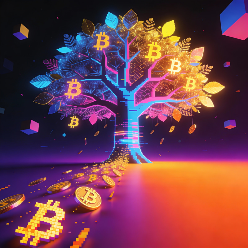 Vibrant Digital Art: Bitcoin Falling from a Tree | AI Art Generator ...