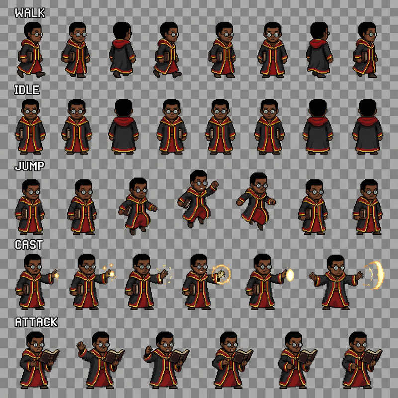 Pixel Art Game Sprite Sheet for Indie Games | AI Art Generator | Easy ...